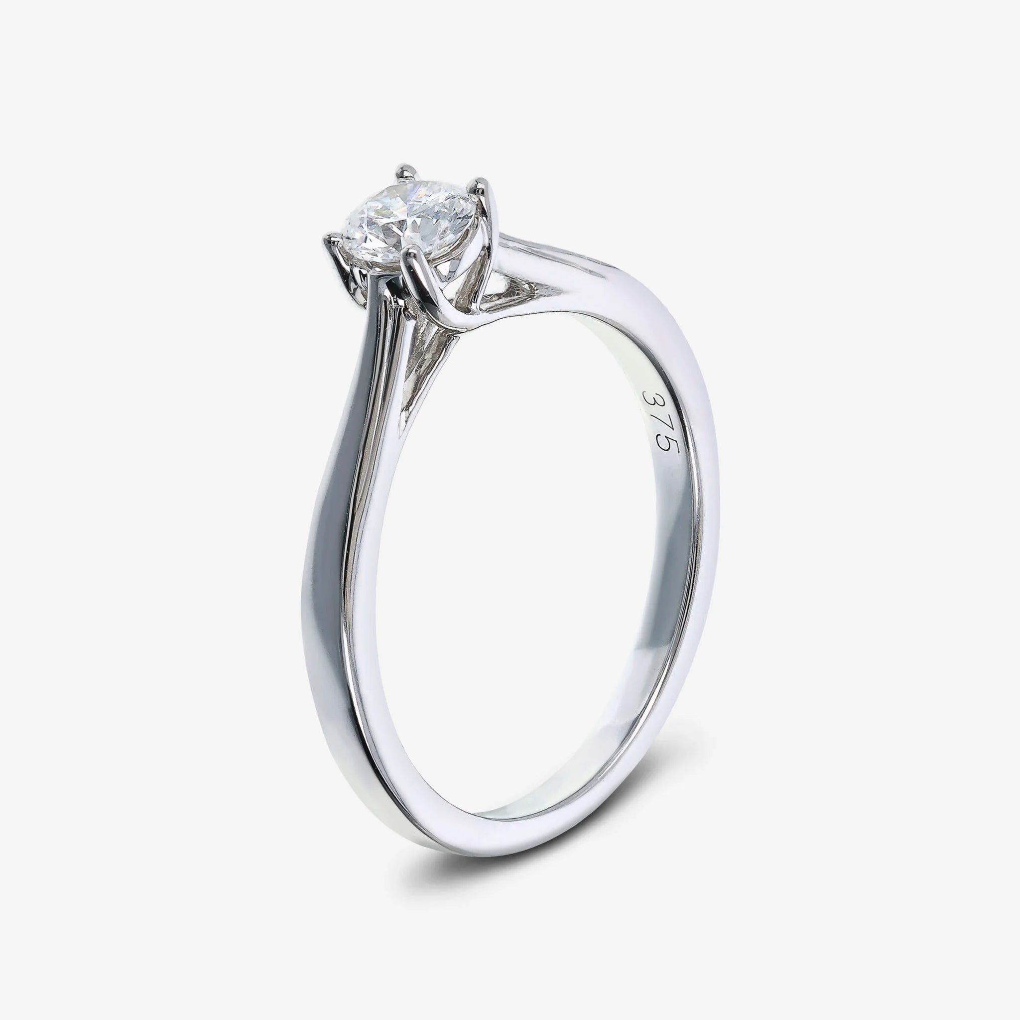 375 White Gold Solitaire Ring with 0.33Ct Lab Grown Diamond - Milor