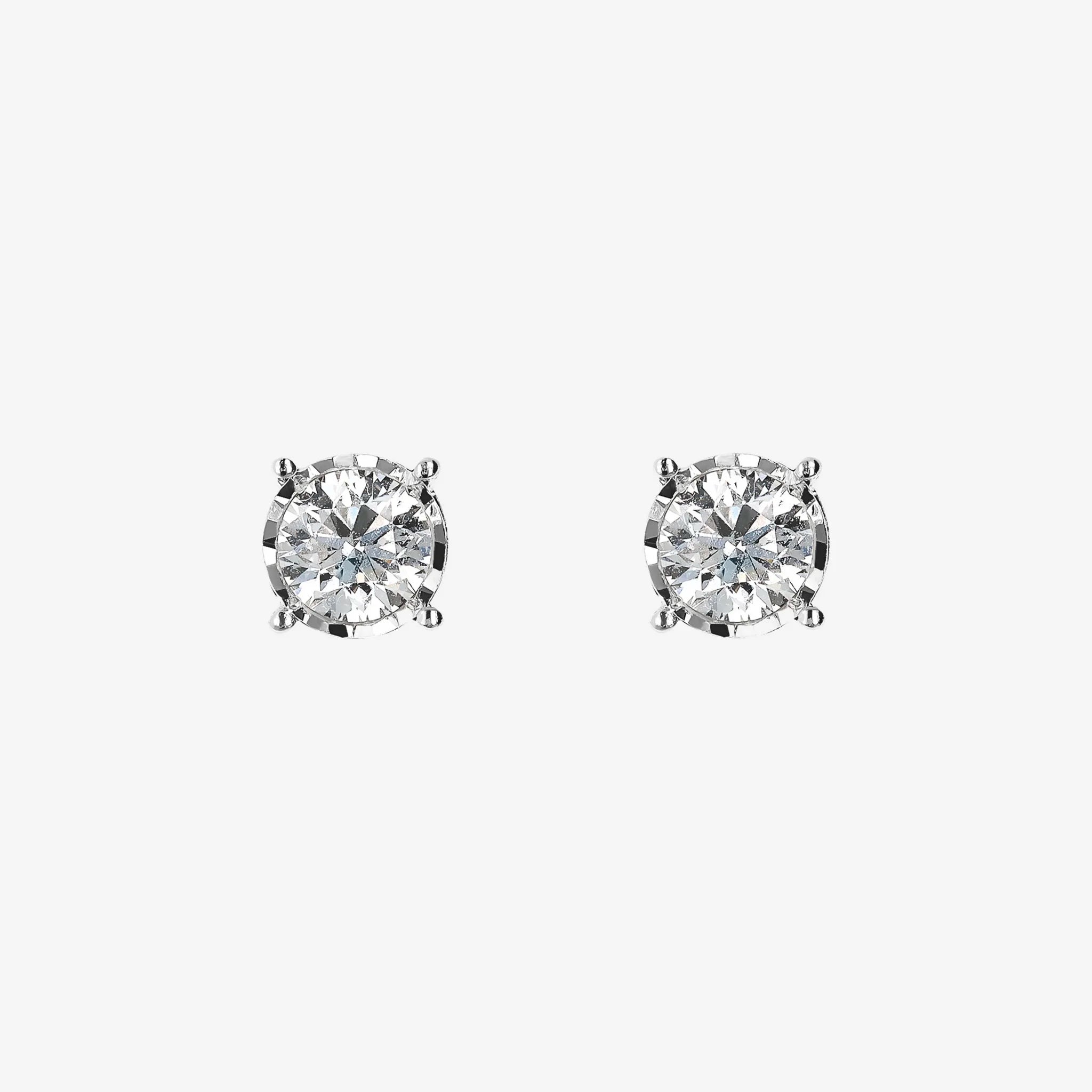 375 White Gold Light Point Earrings with 0.1Ct Lab Grown Diamonds - Milor
