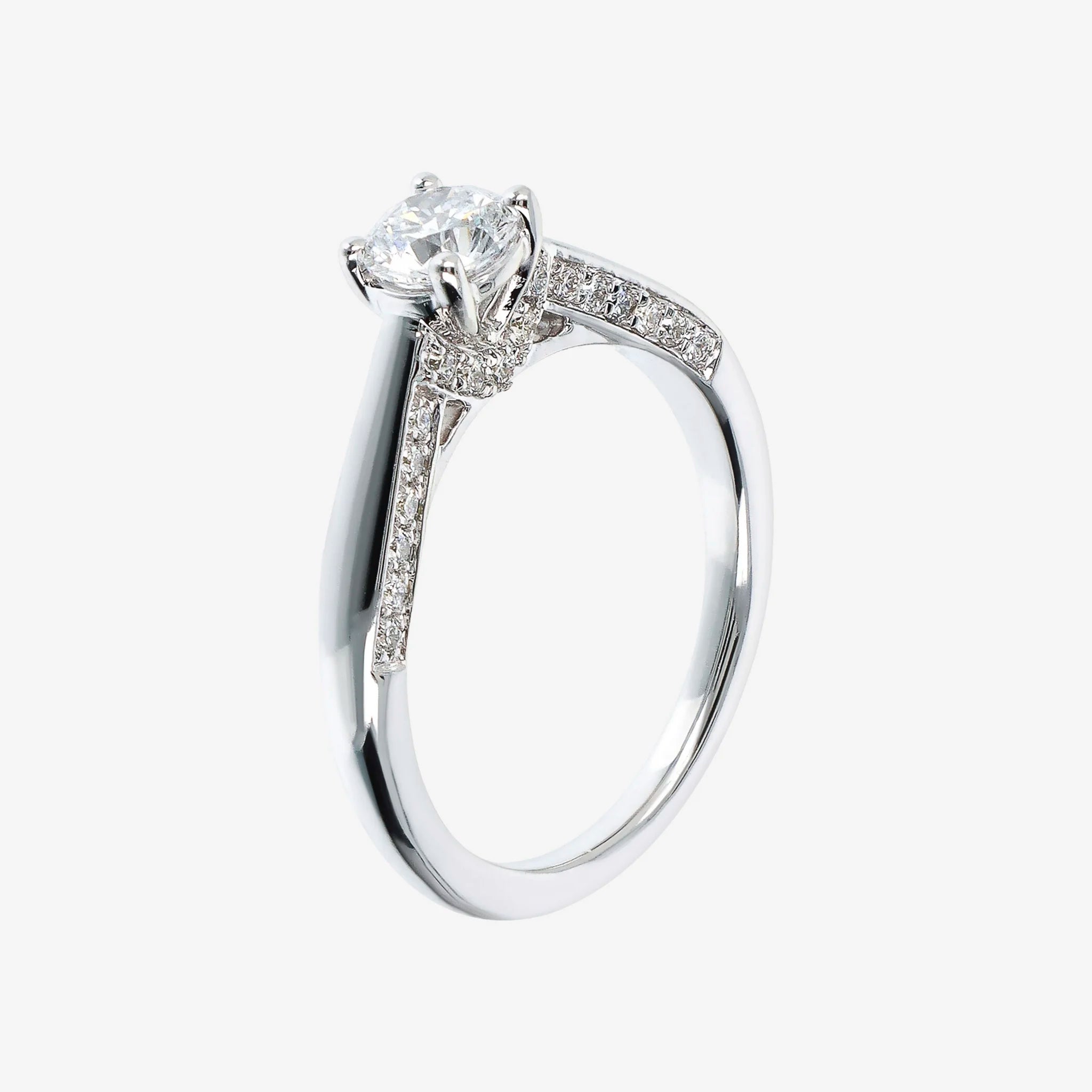 375 White Gold Solitaire Ring with Pavé and Lab Grown Diamond 0.75Ct ...