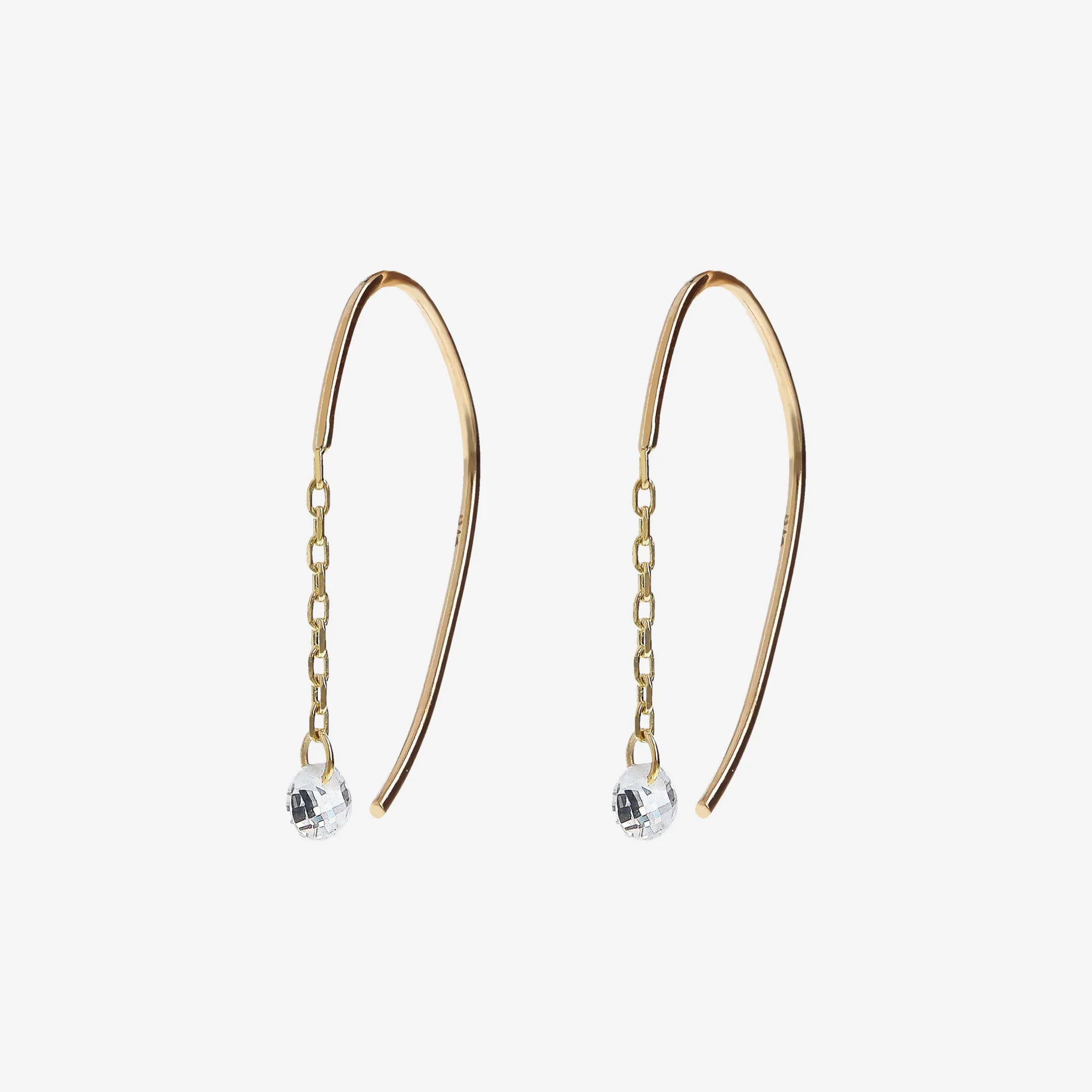 375 Gold Pendant Earrings with Forzatina Chain and Zirconia - Milor