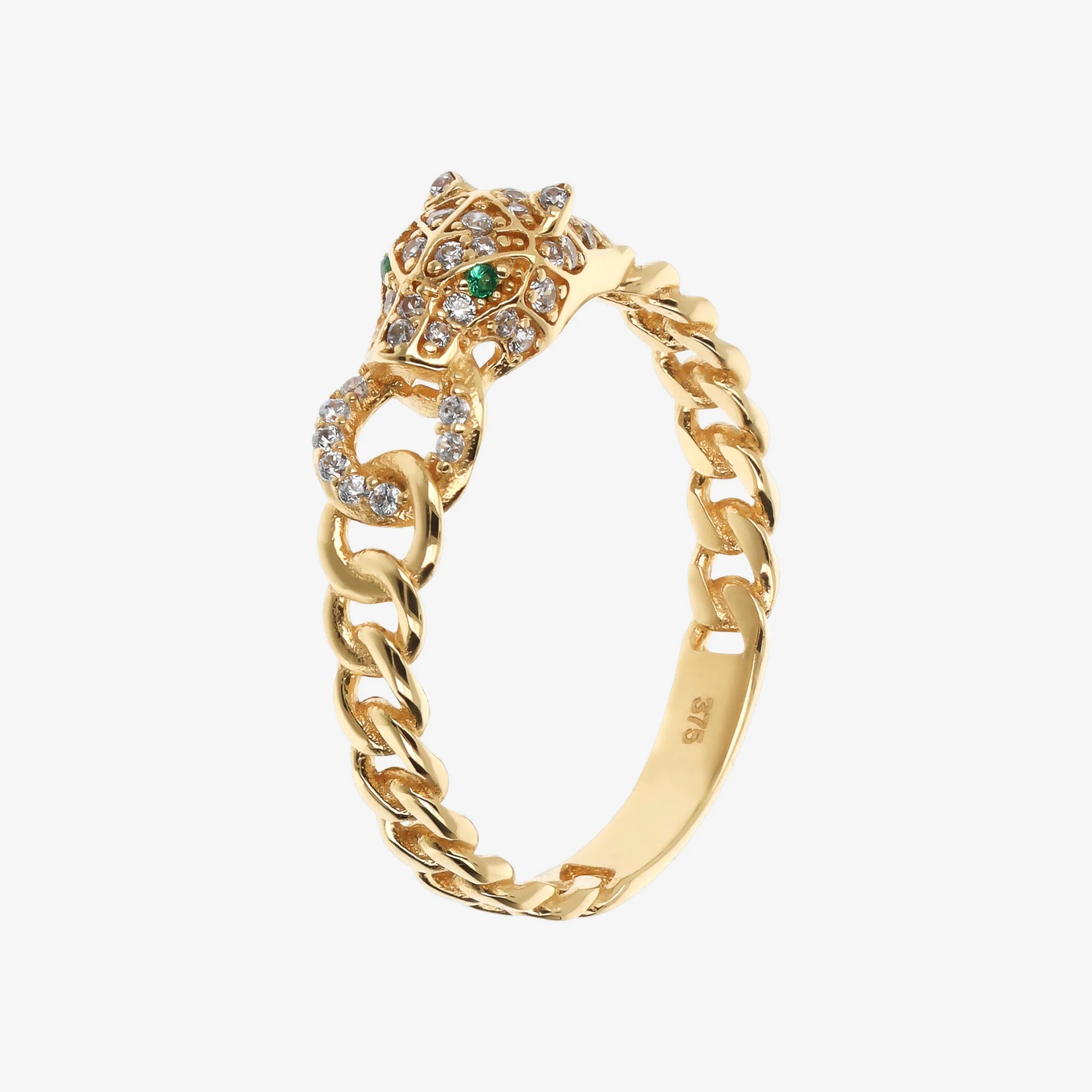 Pantera Ring Grumetta Mesh 375 Gold with Cubic Zirconia - Milor